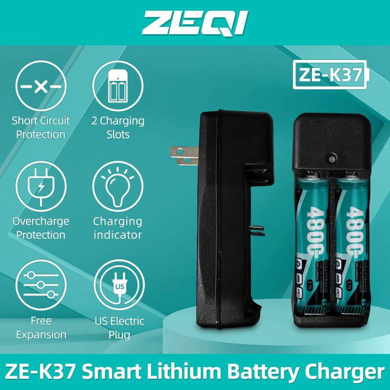 ZE-K37 3.7V Multifunction 18650 Dual Slot Lithium Ion Battery Charger ...