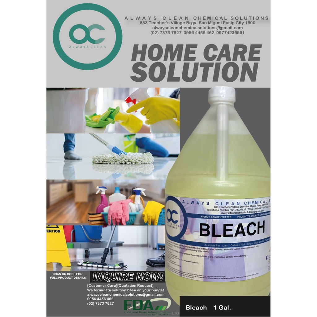 LIQUID BLEACH 1 GALLON (MULTIPURPOSE 6%-7% BLEACH DISINFECTANT, 3700ml ...