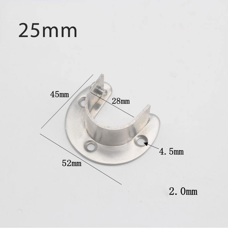 U Shaped Rod Socket Flange Rod Holder Stainless Steel Wardrobe Hanging ...