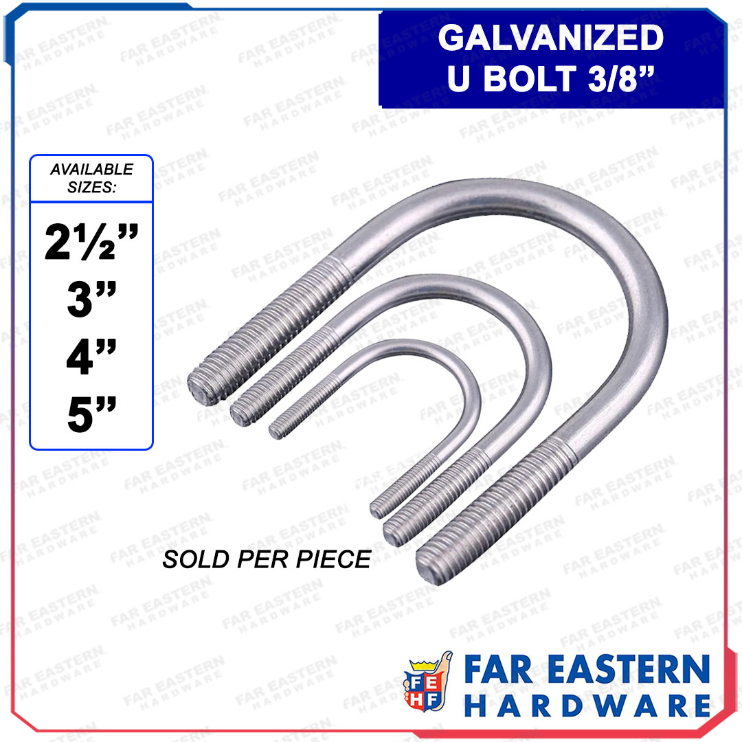 Galvanized U Bolt for Pipe 3/8" 2-1/2" 3" 4" 5" | Lazada PH