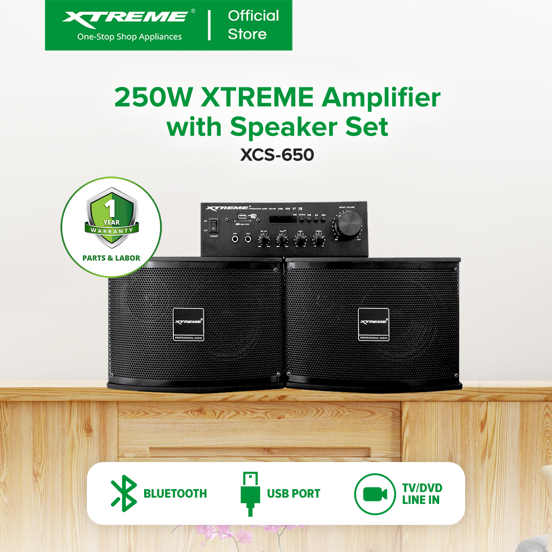 XTREME 250W Amplifier with 250W Speaker Set Bluetooth FM Radio USB SD ...