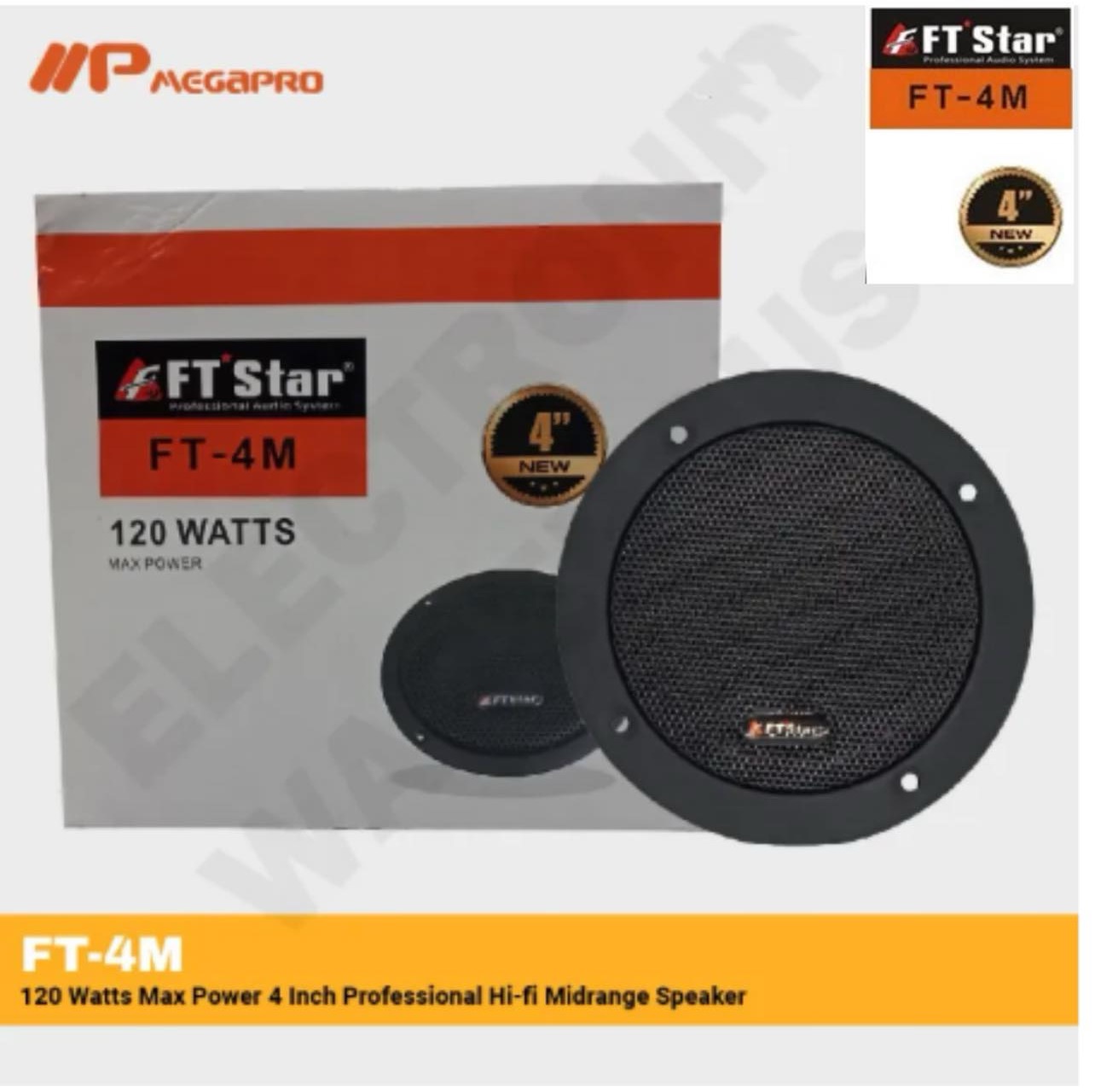 FT STAR FT-4M, 120 Watts Max Power 4 Inch Professional Hi-Fi Midrange ...