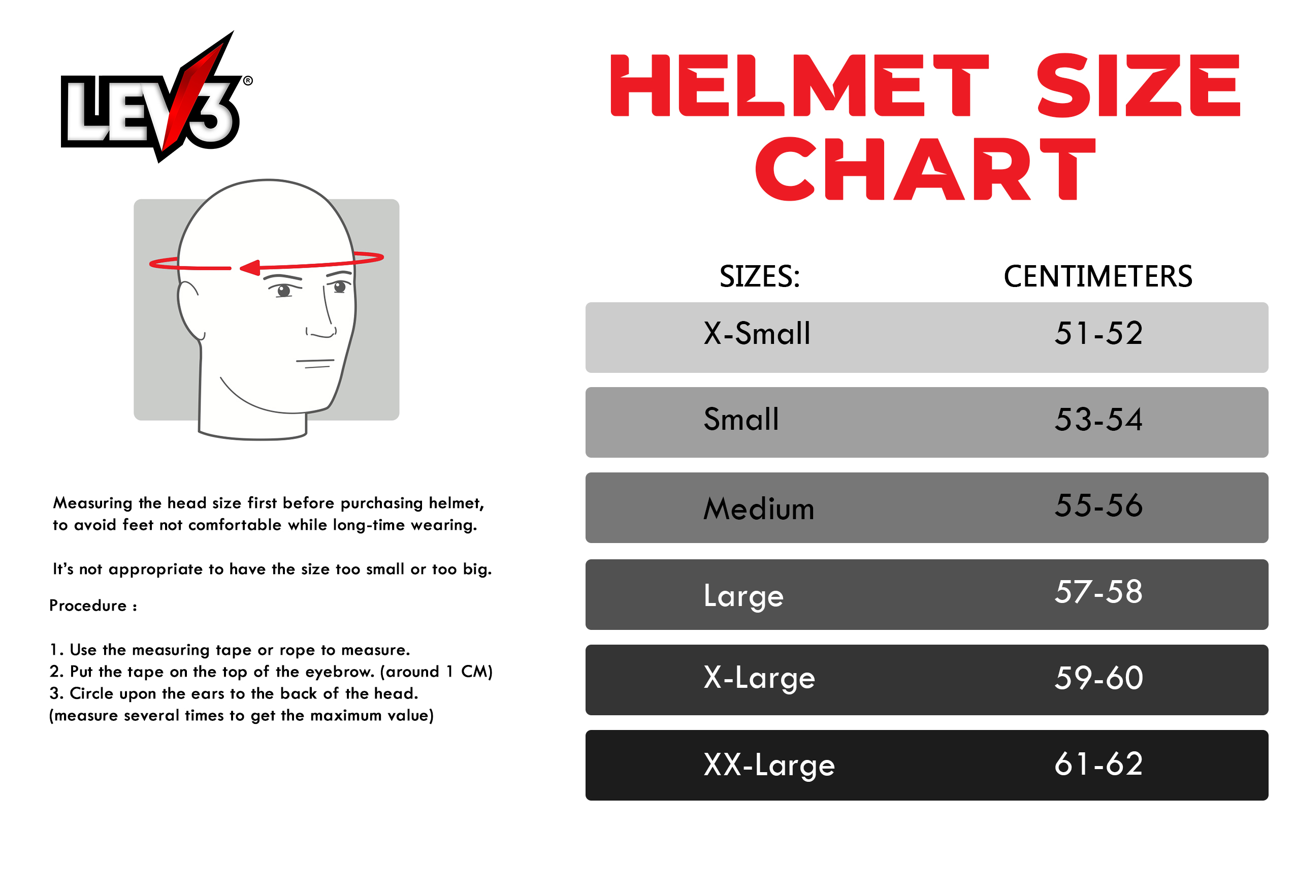 Motorcycle Helmet Size Chart, Measurements Fit Guide | atelier-yuwa.ciao.jp