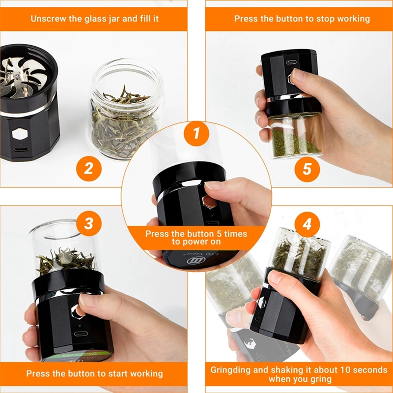 Mini Electric Grinder Portable Vanilla Grinder USB Rechargeable Mill ...