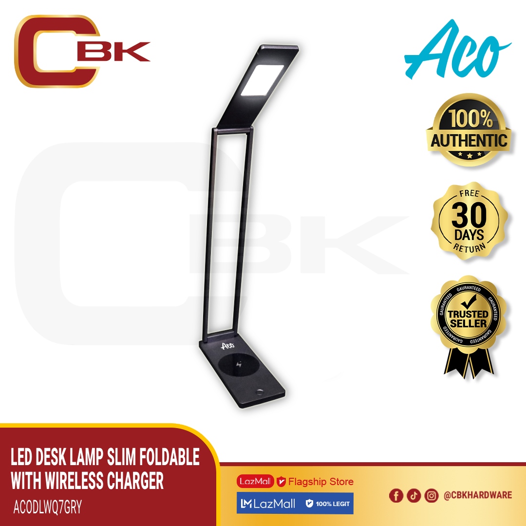 ACO Foldable Slim Desk Lamp With Wireless Charger Black ACODLWQ7GRY ...