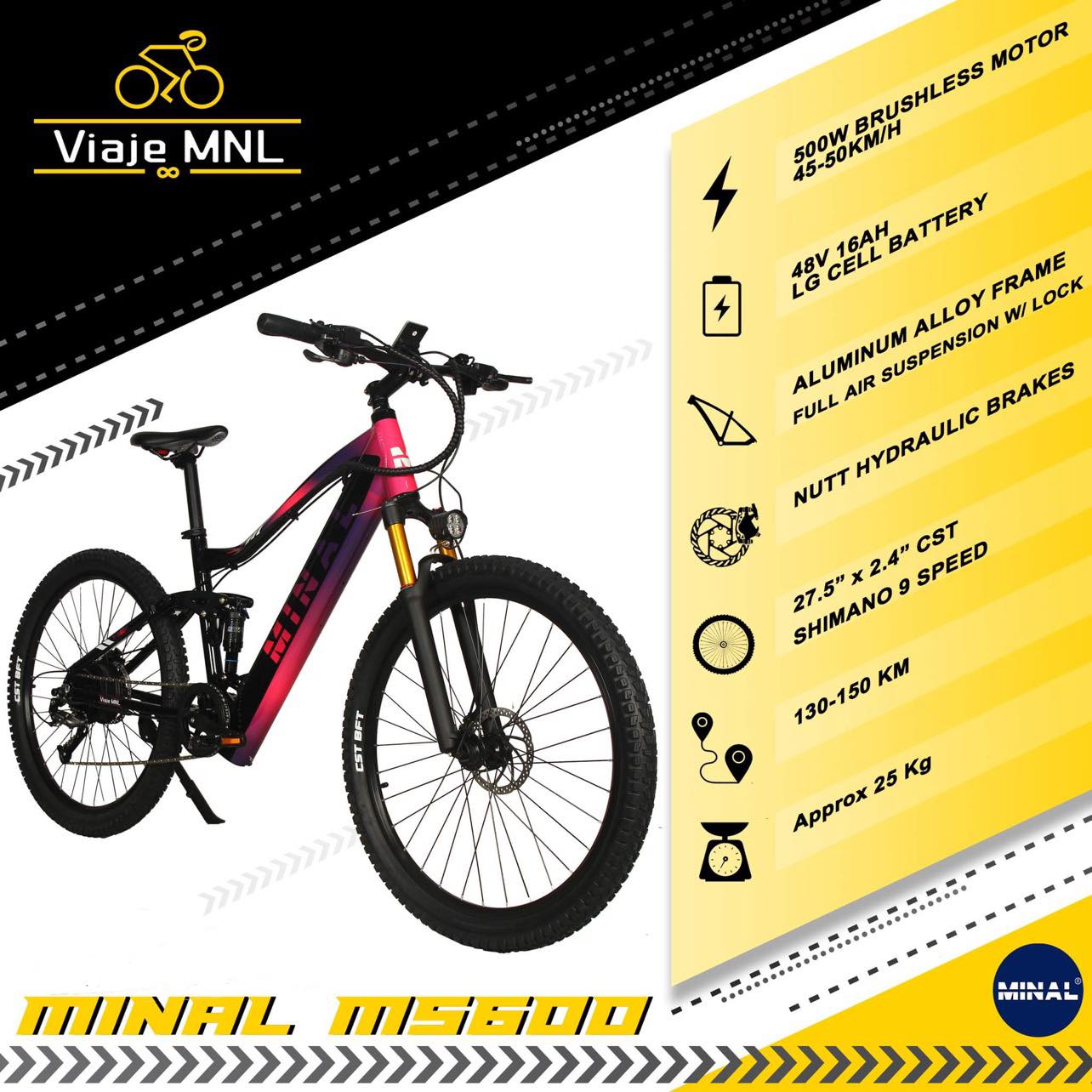 MINAL MS600 full suspension EMTB pedal assist ebike 500 watts from ...