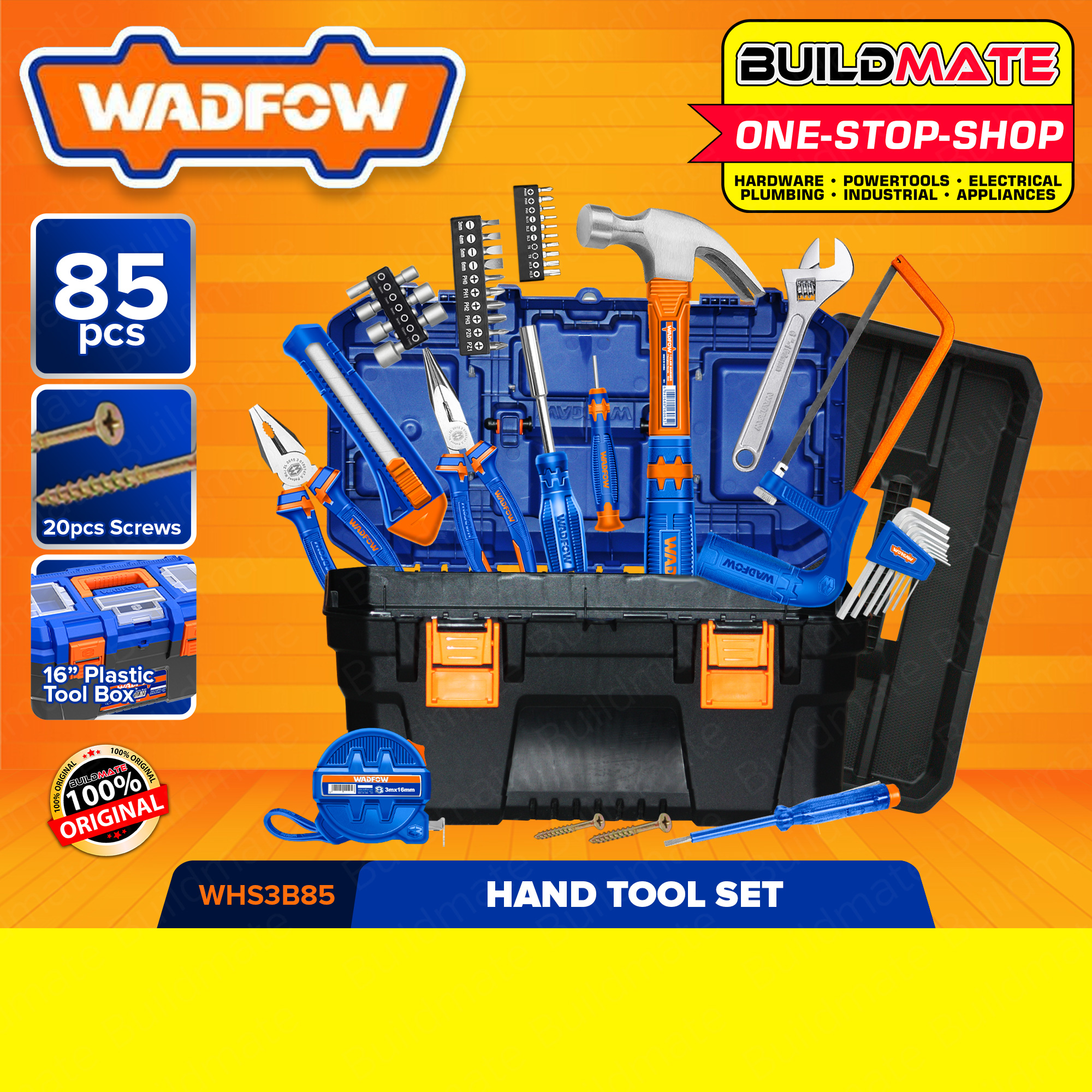 WADFOW 85PCS Hand Tools Set General Household Hand Tool Kit Emergency WADFOW 85PCS Hand Tools Set General Household Hand Tool Kit Emergency