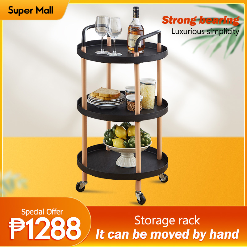 mobile cart Tea set rack Kitchen living room storage rack Mobile, three ...