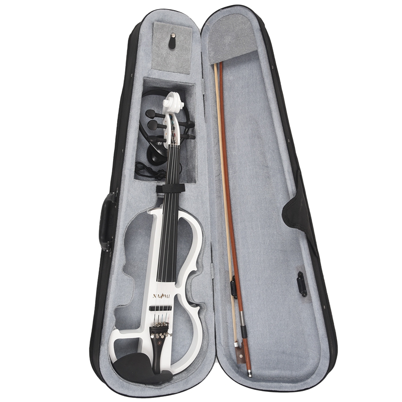 NAOMI 4/4 Full Size Electric Violin Fiddle 5 String Silent Violin ...