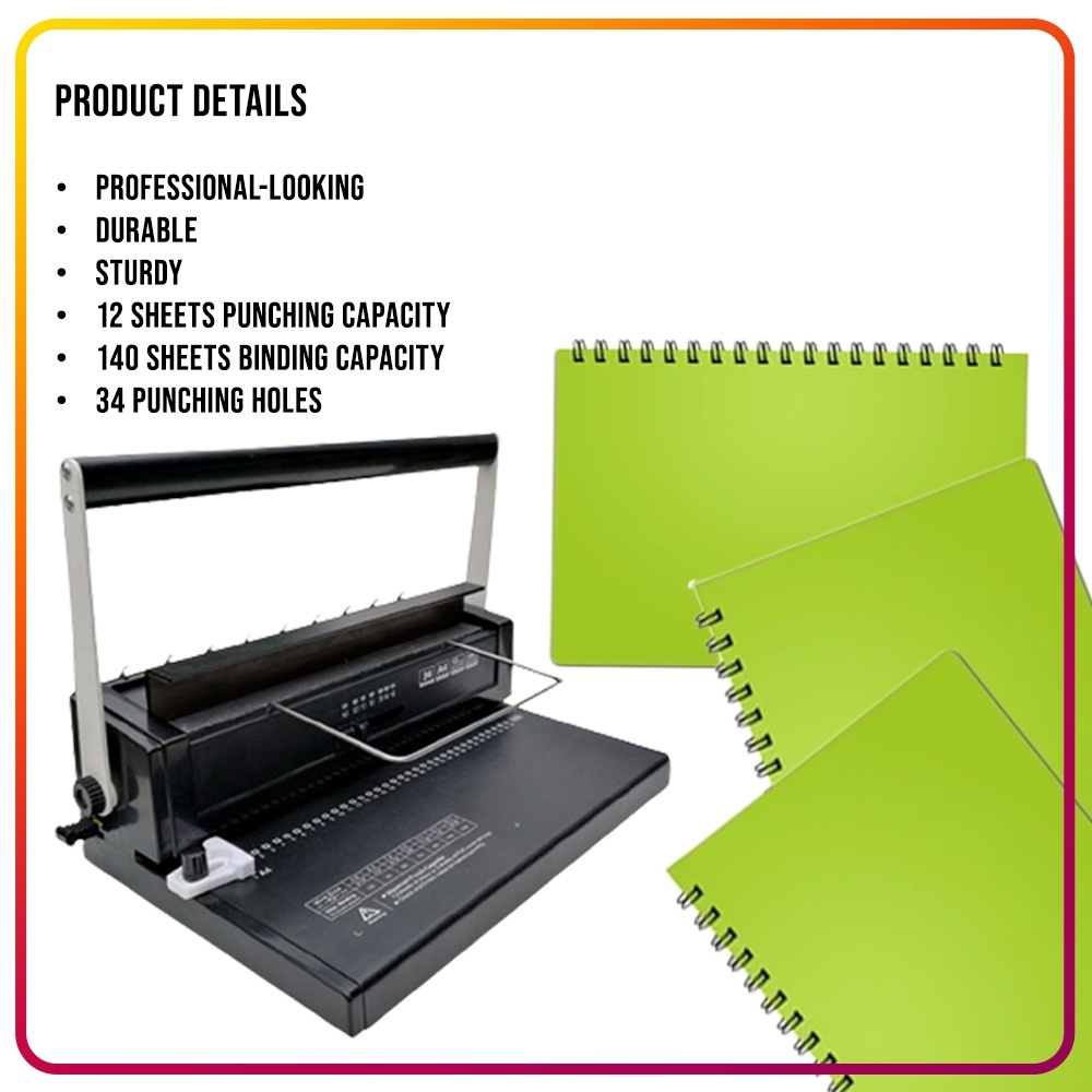 Wire Binding Machine W12M A4 Heavy Duty Size stationary school supplies ...