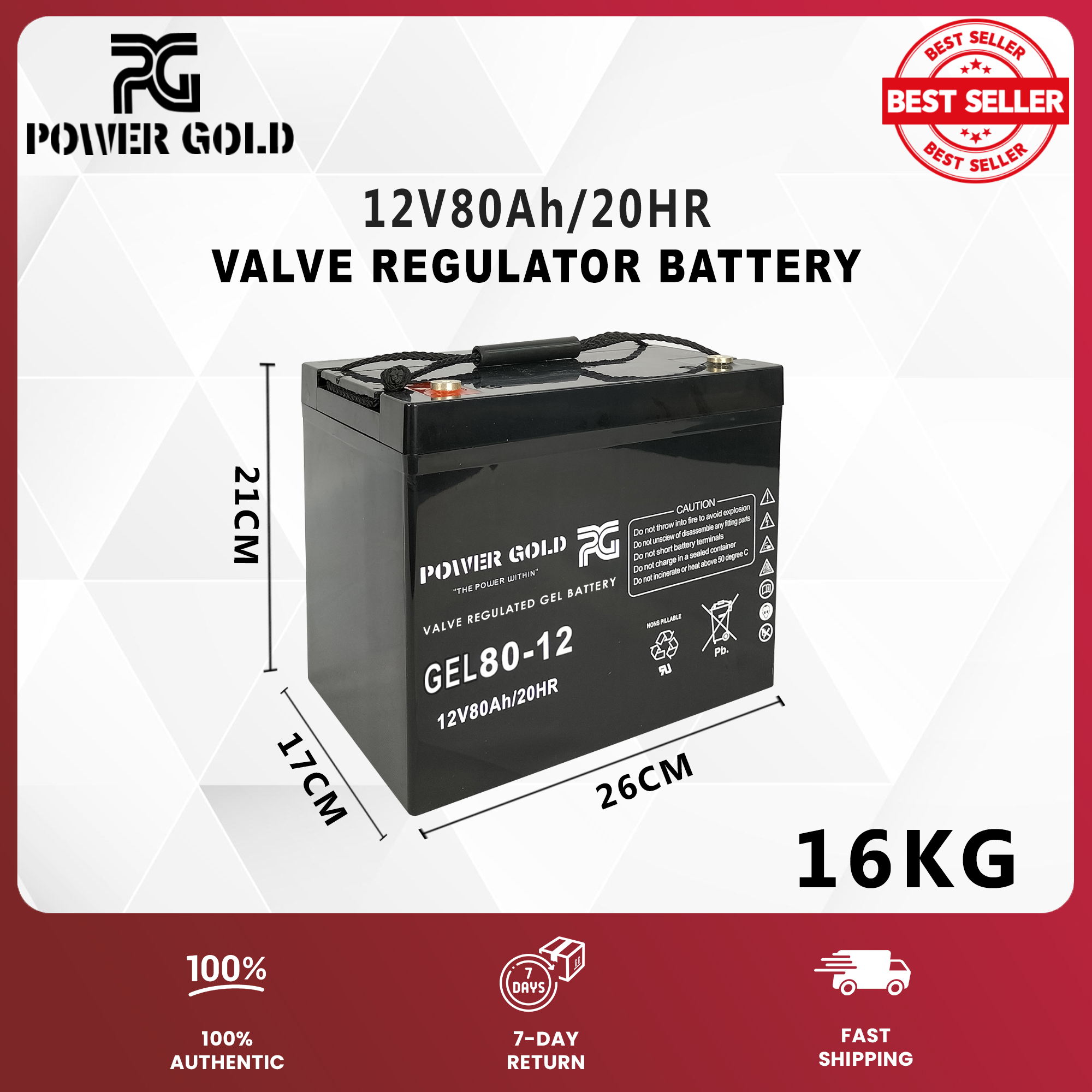 SOLAR GEL BATTERY (POWER GOLD) - (12Volts) 12/18/24/30/55/65/80/100/150 ...