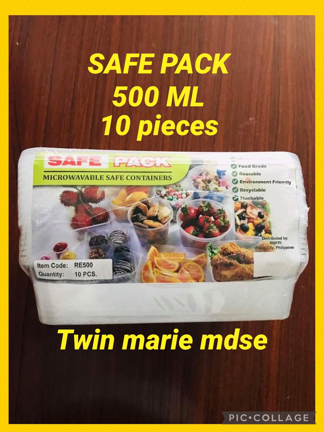 Microwavable Plastic container 500ML Rectangular SAFE PACK 10 pieces ...