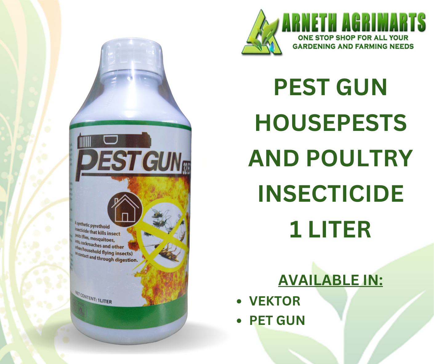 PEST GUN / VEKTOR HOUSEPESTS and POULTRY INSECTICIDE 1 LITER house pest ...