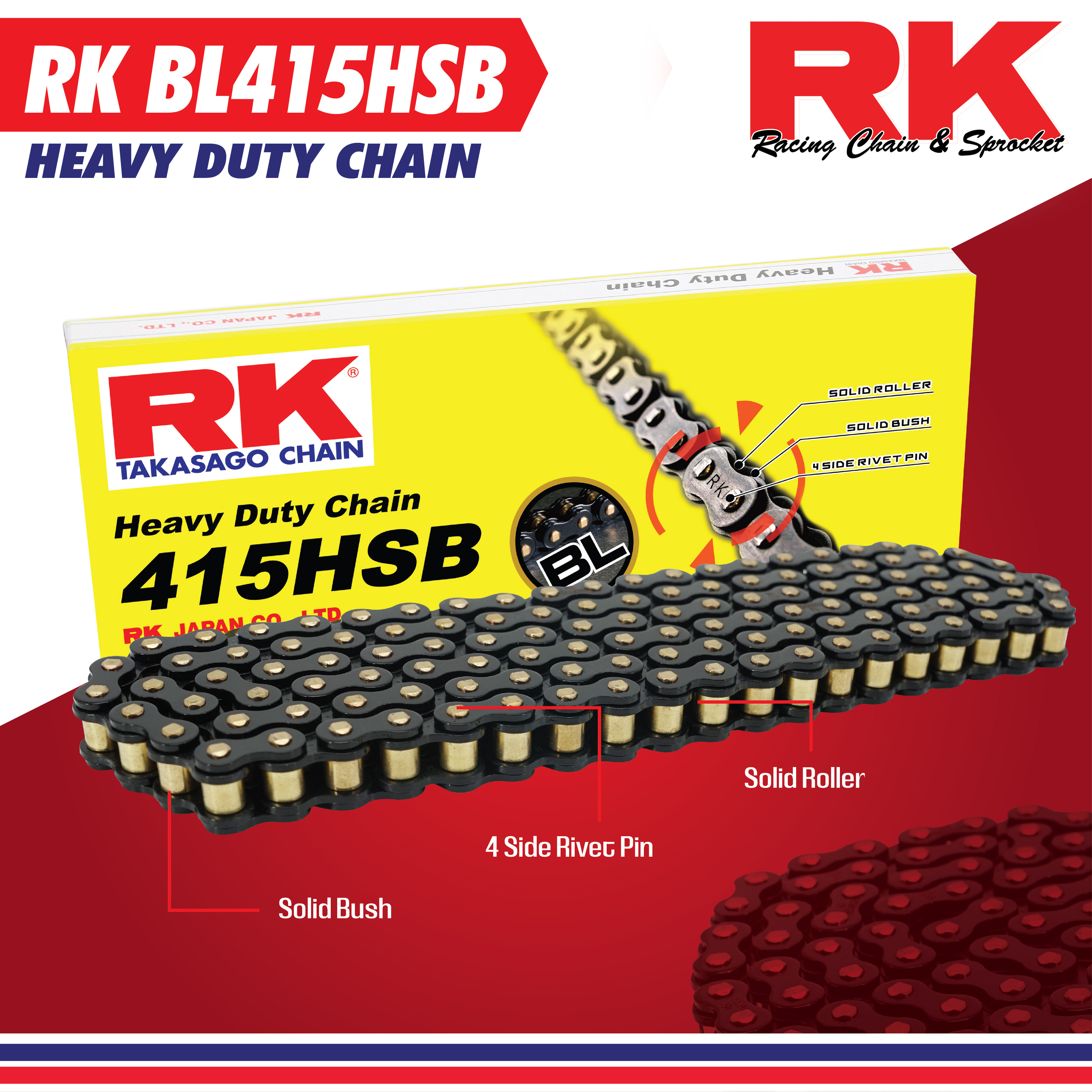 RK BLACK SCALE CHAIN SUPER HEAVY DUTY CHAIN 415HSBT 132L / 428HSBT 132L ...