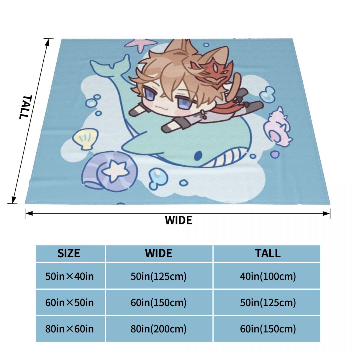 Genshin Impact Chibi Childe Blanket Game Anime Plush Thick UltraSoft ...