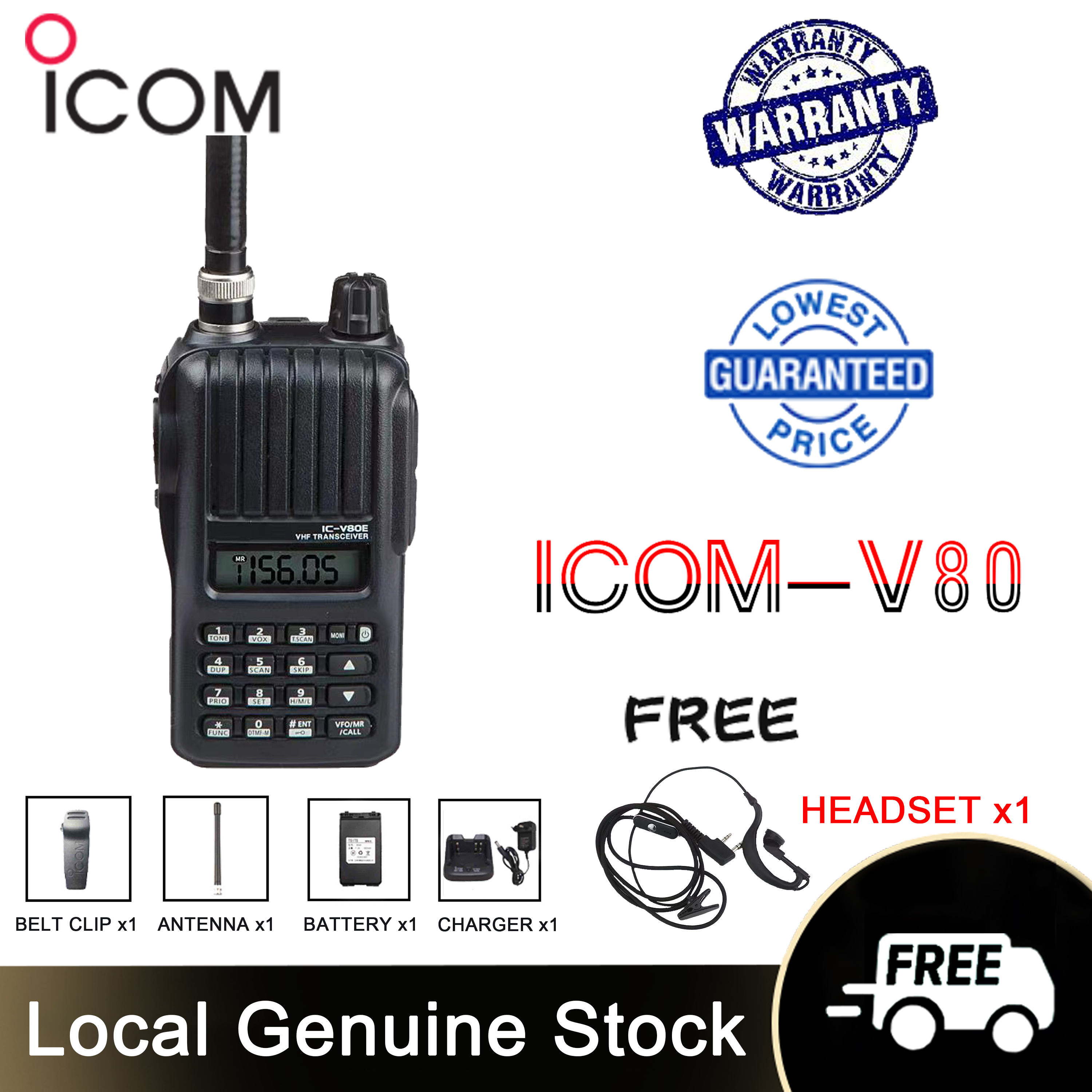 JAPAN ICOM Original IC-V80 VHF 7 Watts Water Dust and Shock Resistant ...