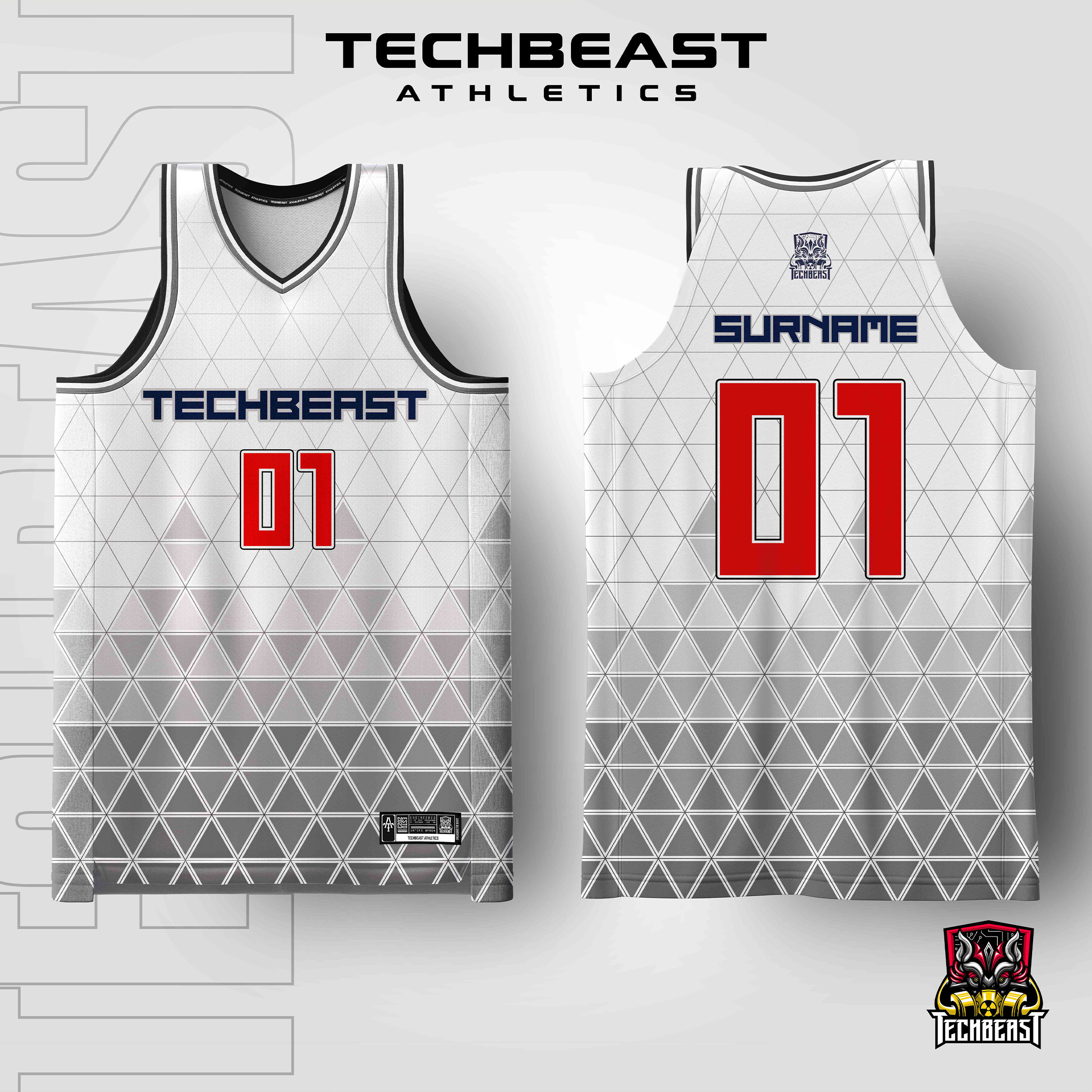 Geometric Gray Full Sublimation Basketball Jersey Techbeast ( CUSTOM NAME + NUMBER ) | Lazada PH