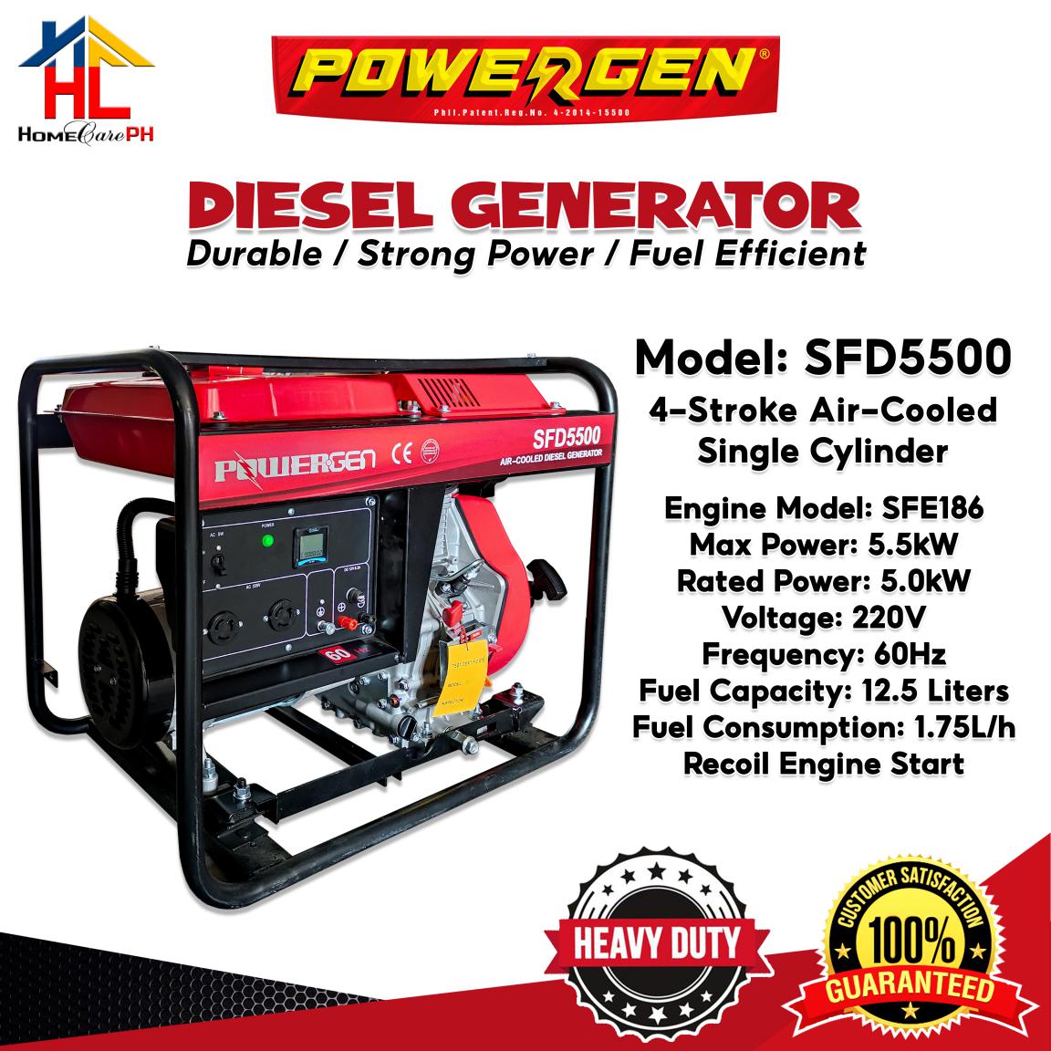 Powergen Diesel Generator SFD5500 (5000Watts) | Lazada PH
