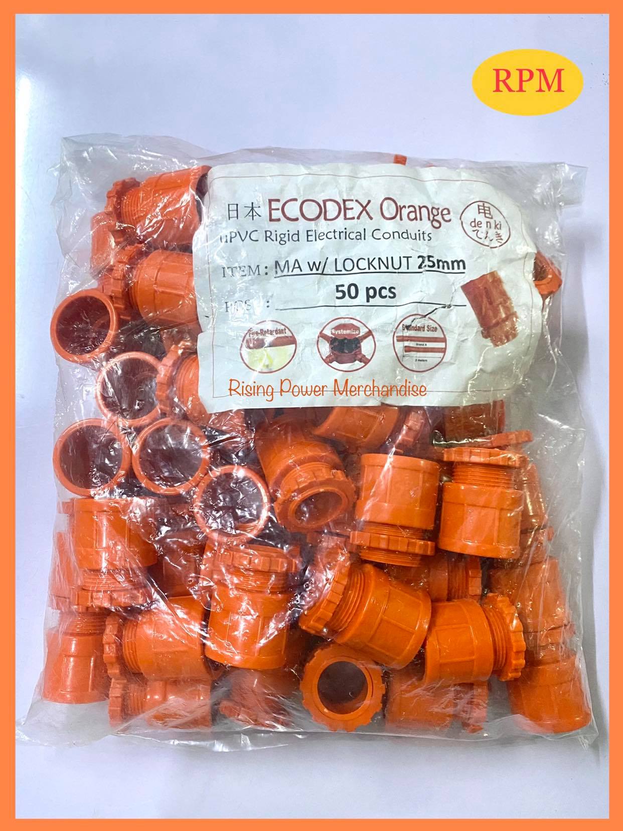 Ecodex PVC Orange Male Adapter with locknut 3/4" ( 25mm ) ( 50pcs ...