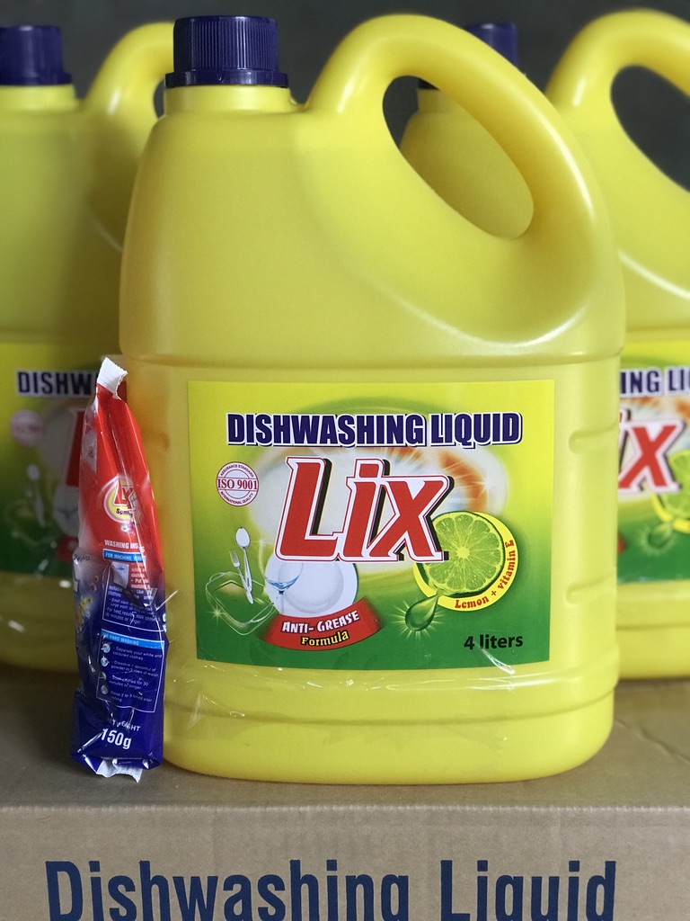 Lix Dishwashing Liquid - Lemon (4 liters) with Free detergent powder ...