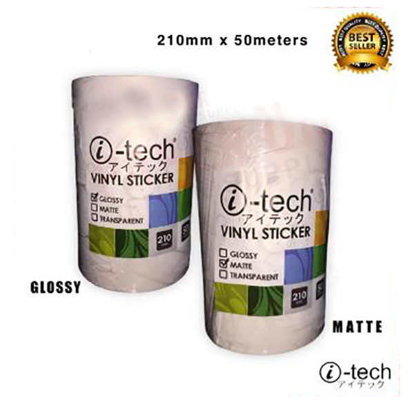 iTECH Vinyl Sticker Waterproof Matte/Glossy 1 Roll (297 mm x 50 meters ...