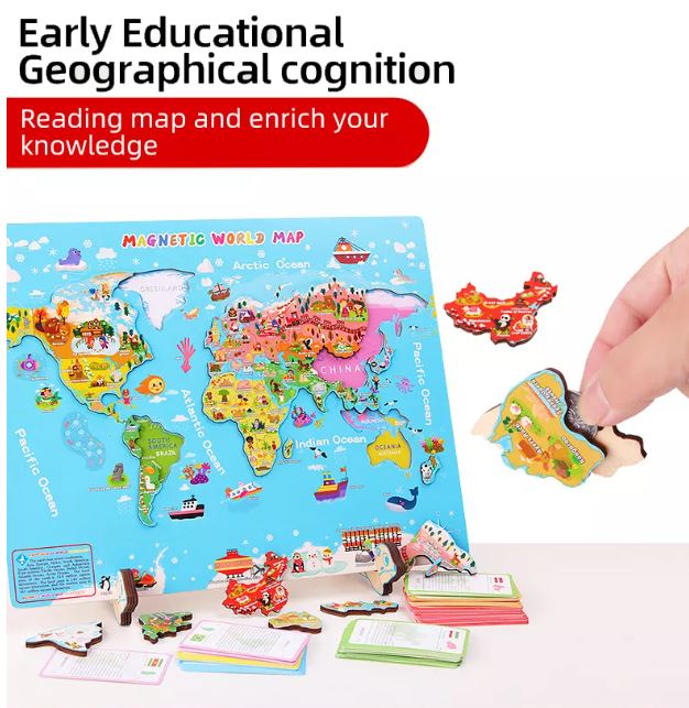 Kids Wooden Magnetic World Map | Lazada PH