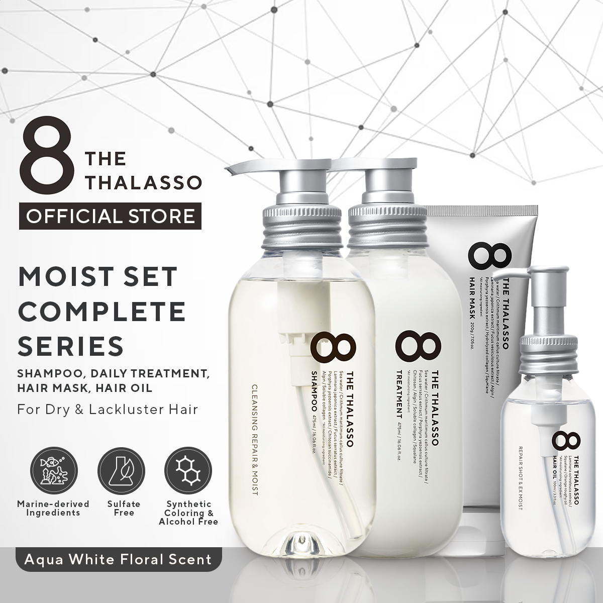 8 THE THALASSO Moist Series Complete Set (Shampoo, Treatment, Hair Oil & Hair Mask) | Lazada PH