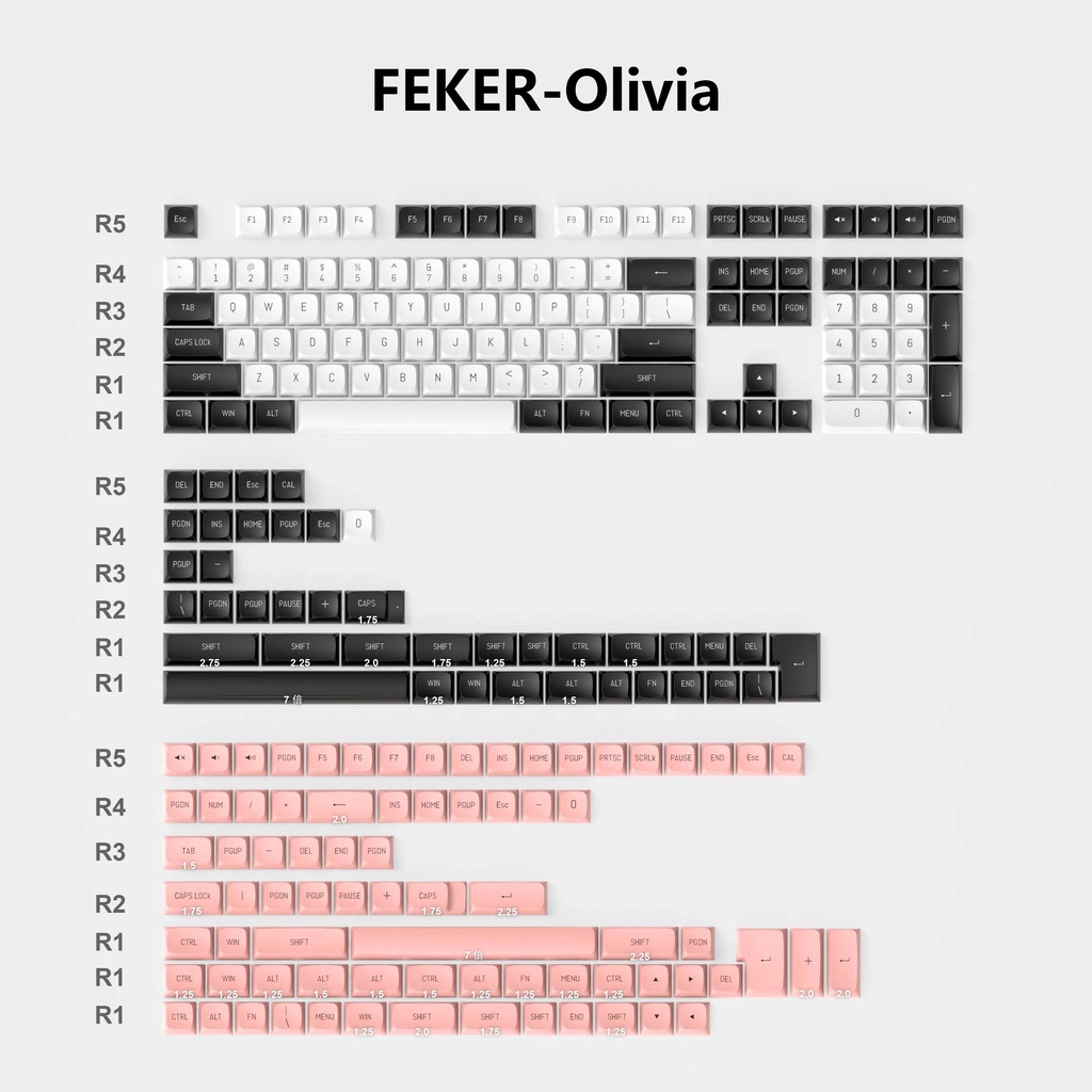 FEKER 226 Keycaps For Mechanical Keyboard PBT Double Shot GMK 8008 ...