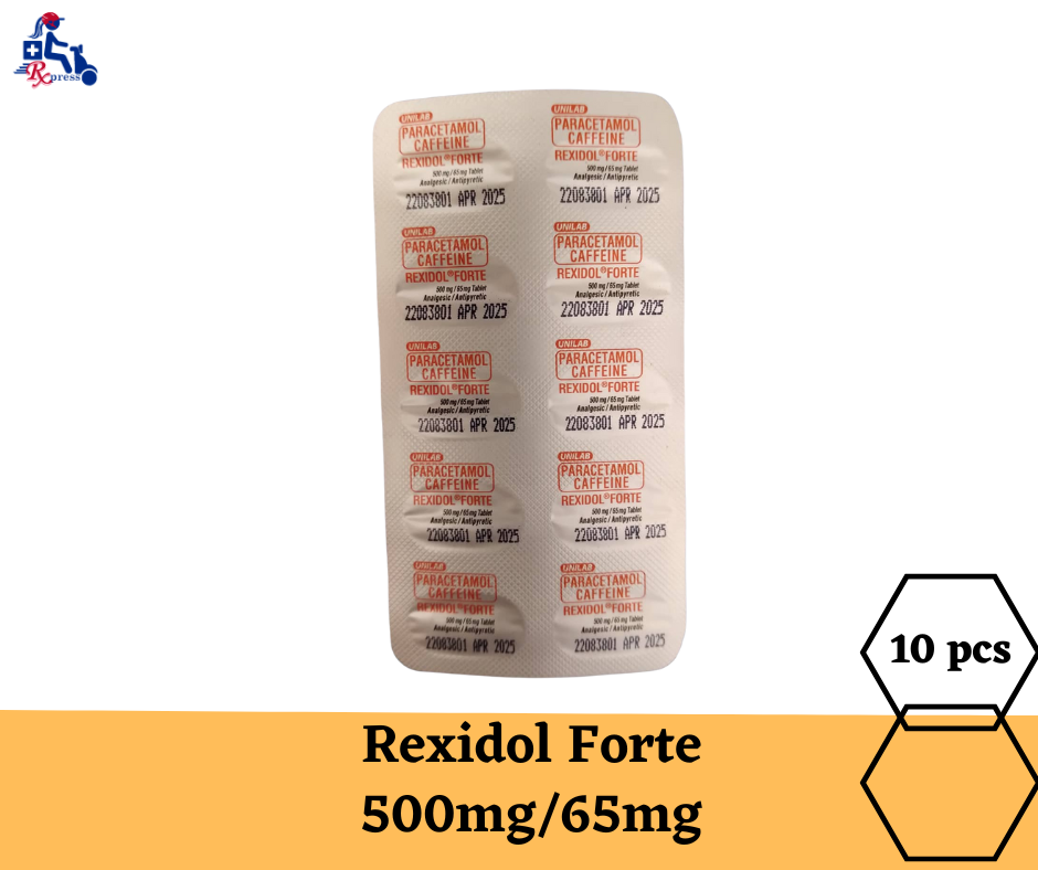 Rexidol Forte ( Paracetamol + Caffeine) 500mg/65mg tablet 10's | Lazada PH