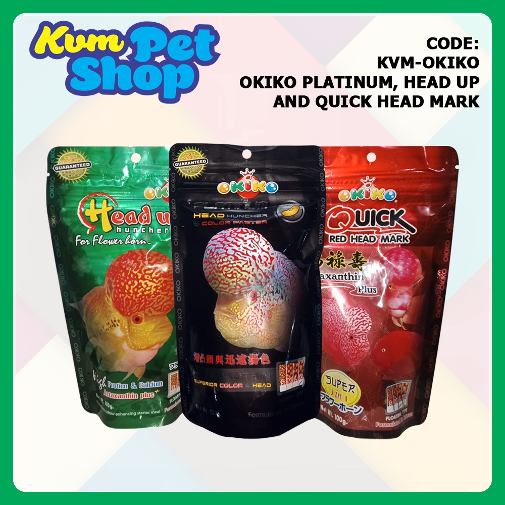 Okiko Platinum, Head Up and Quick Red Head Mark 100 grams Flowerhorn ...