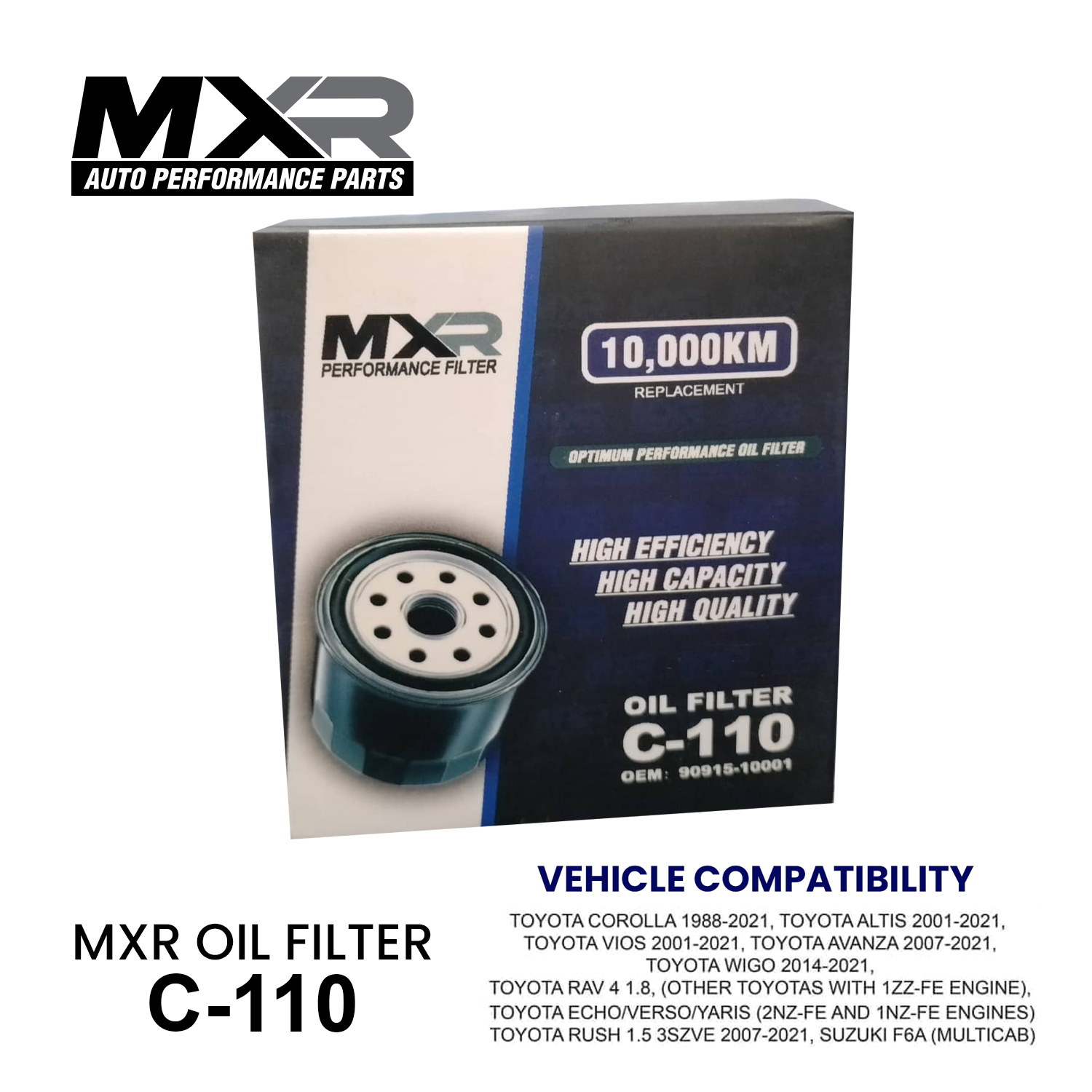 MXR OIL FILTER FOR TOYOTA ECHO/VERSO/YARIS (2NZ-FE & 1NZ-FE ENGINES ...