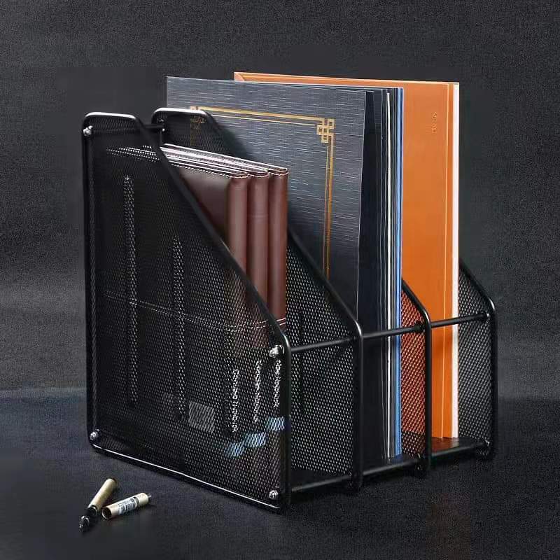 3 Compartment Metal Mesh Magazine File Holder Desk Book Organizer ...