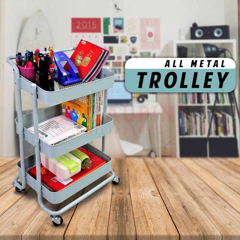 LOCAUPIN 3-Tier Kitchen Utility Metal Trolley Storage Cart Shelf Rack ...