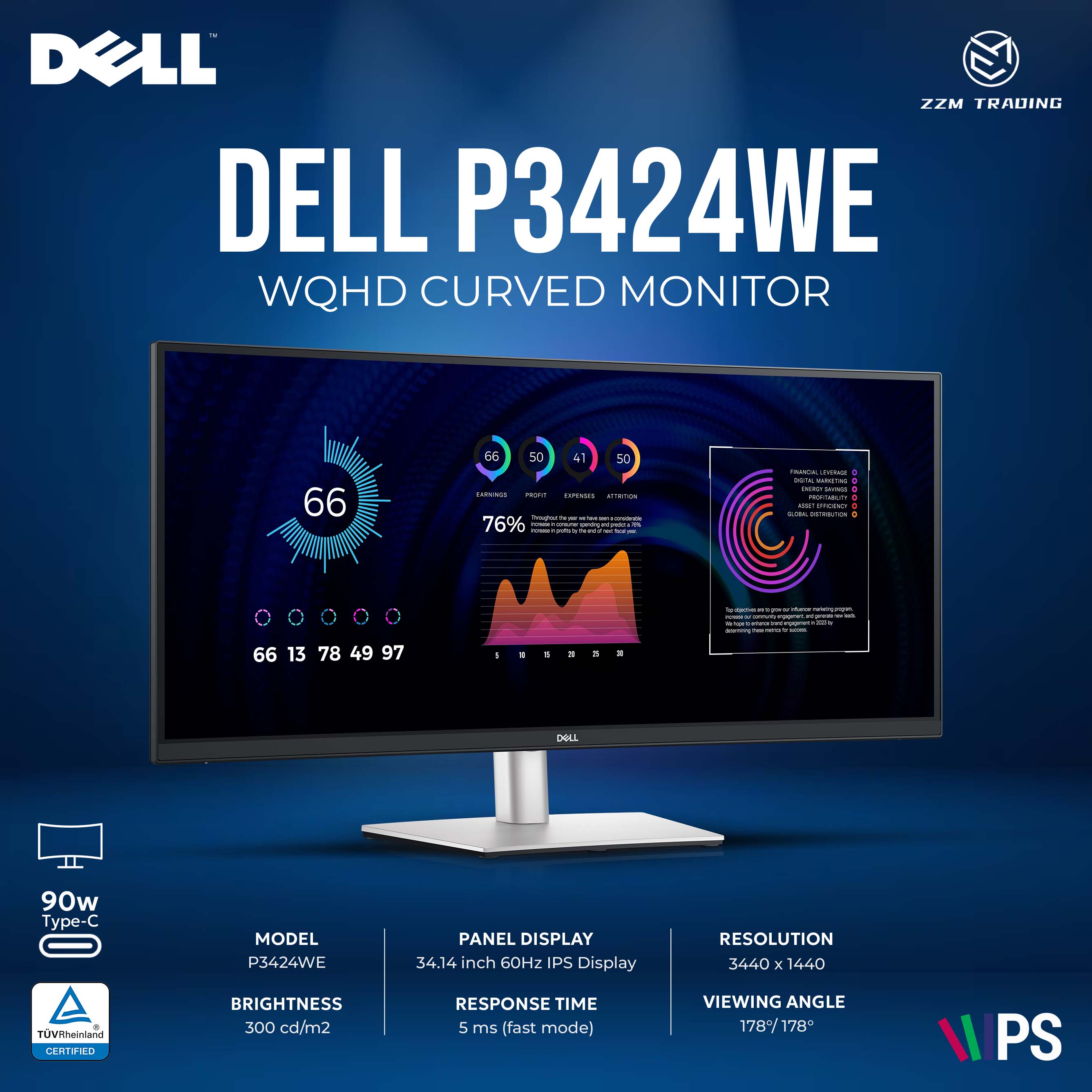PRE ORDER DELL P3424WE WQHD CURVED MONITOR 34.14 inch 3440 x1440 60HZ ...