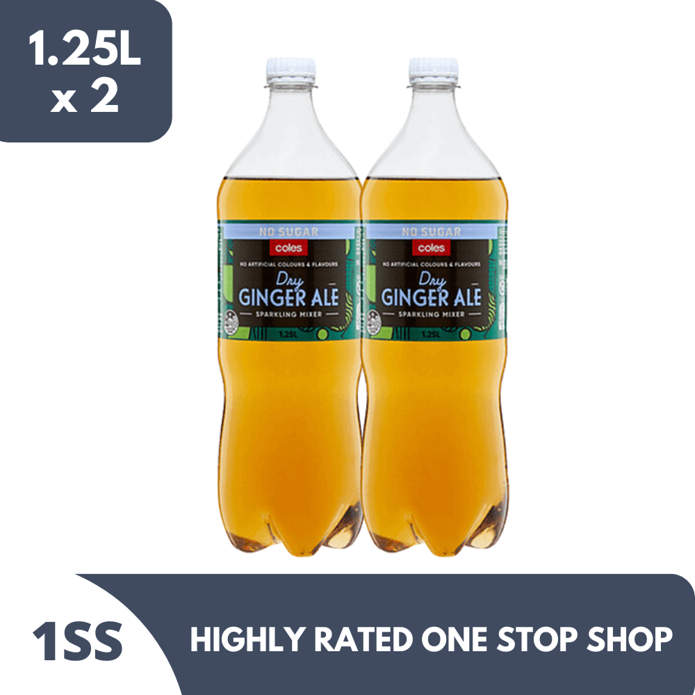 Coles Dry Ginger Ale No Sugar Sparkling Mixer 1.25L x 2 | Lazada PH