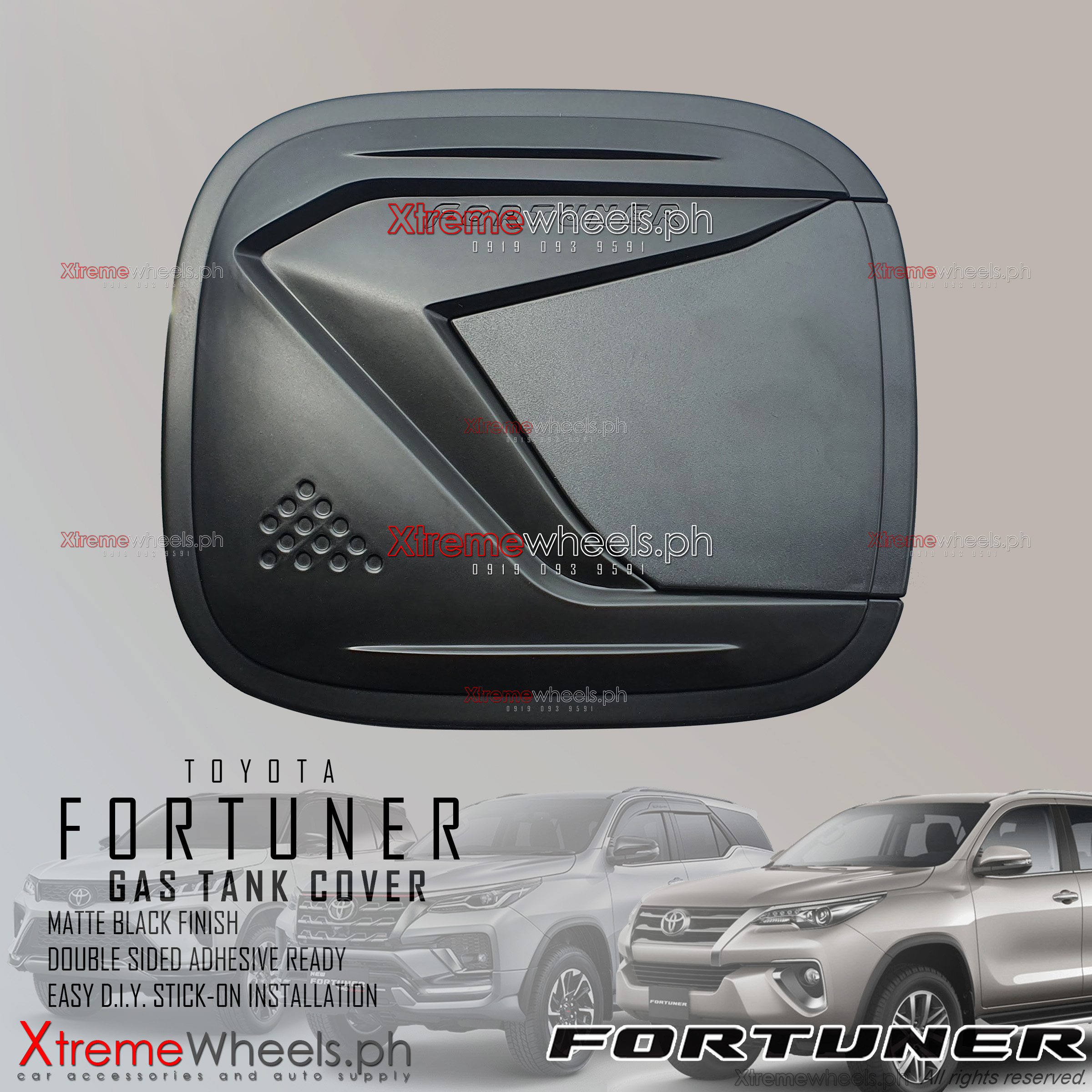 Toyota Fortuner 2016-2023 Gas Tank Cover Matte Black with Fortuner Logo ...