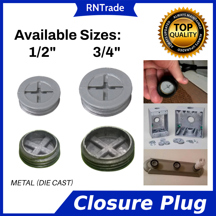 1/2, 3/4 inches Closure Plug for Master Electrician Rectangular Outlet ...