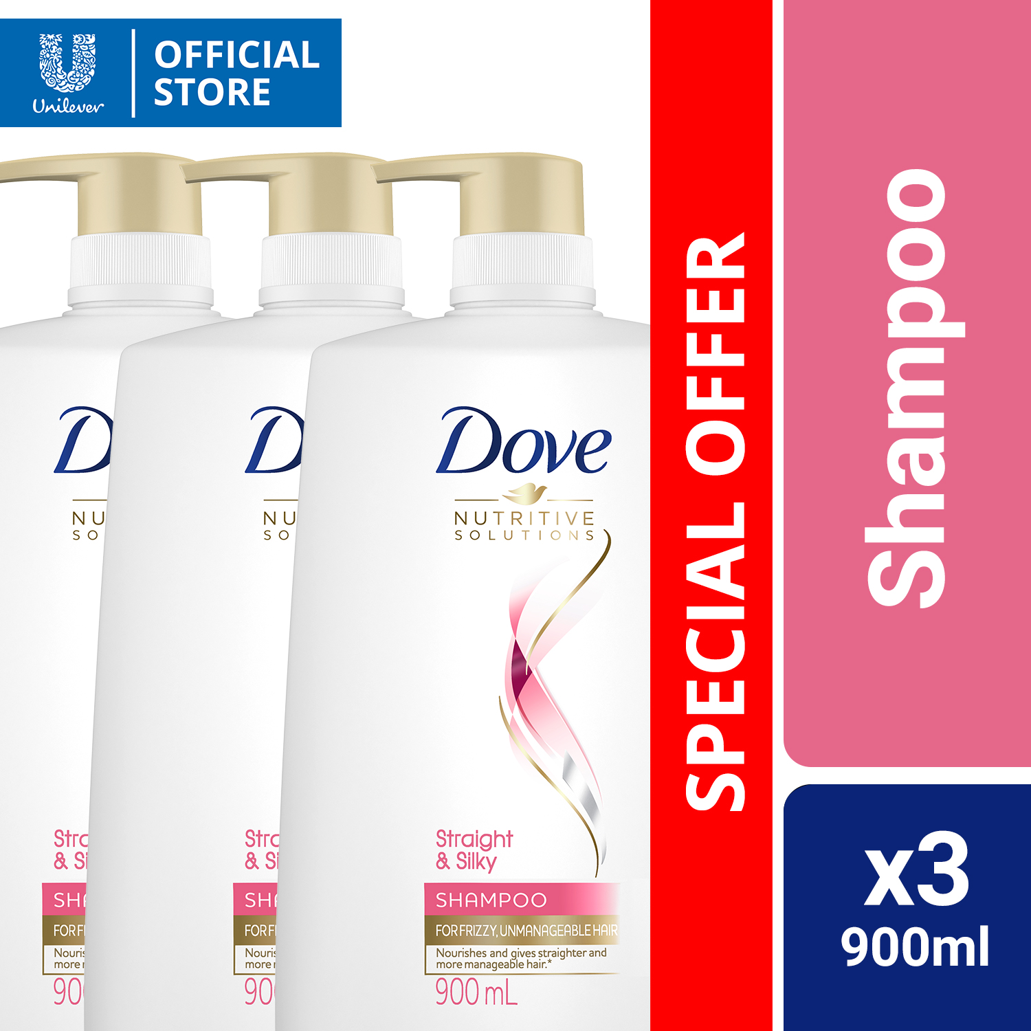 Dove Shampoo Straight and Silky 900ml 3s SAVE 33% | Lazada PH