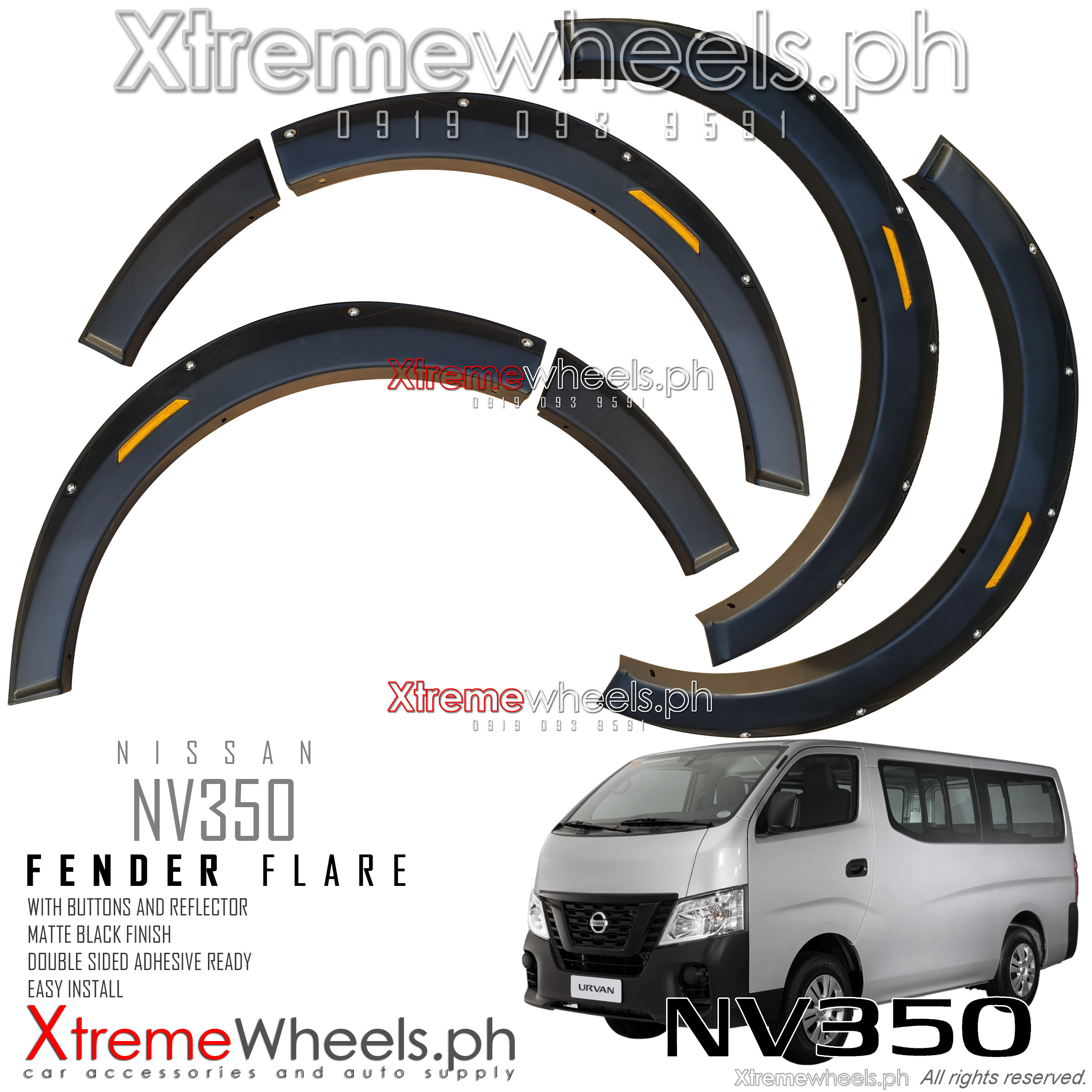 Nissan Nv350 2015-2022 Slim Fender Flare with Orange Reflector ( Nv350 ...