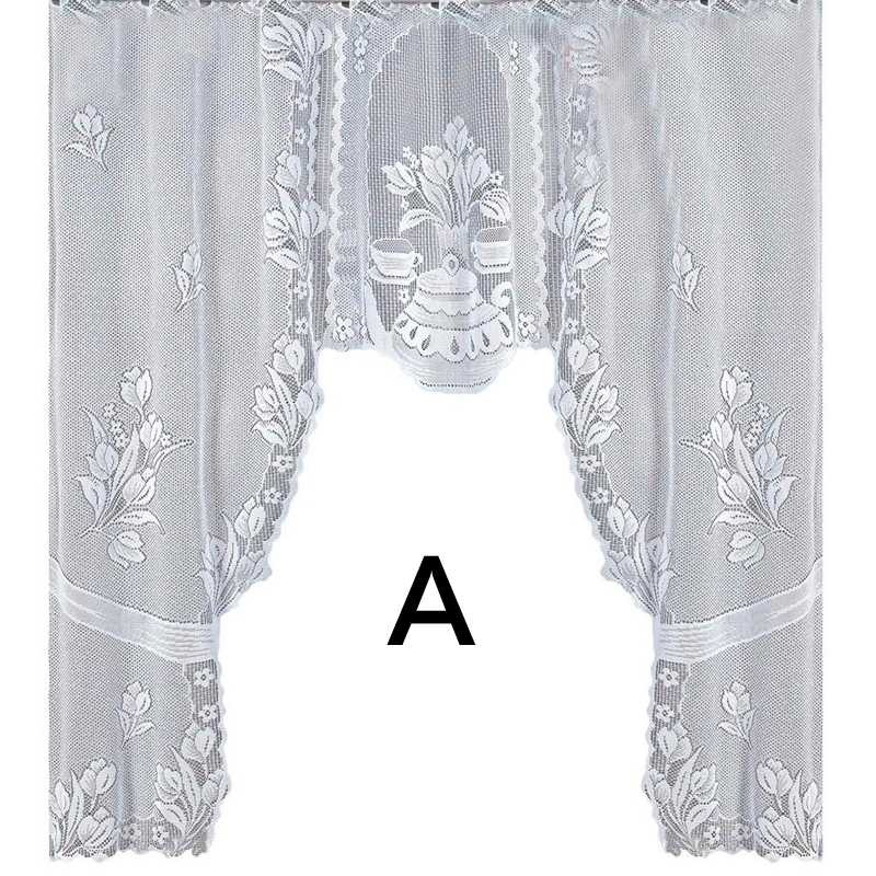 n57h 1Pcs Vintage Style Window Scarf Warp Knitted Lace Coffee Curtain ...