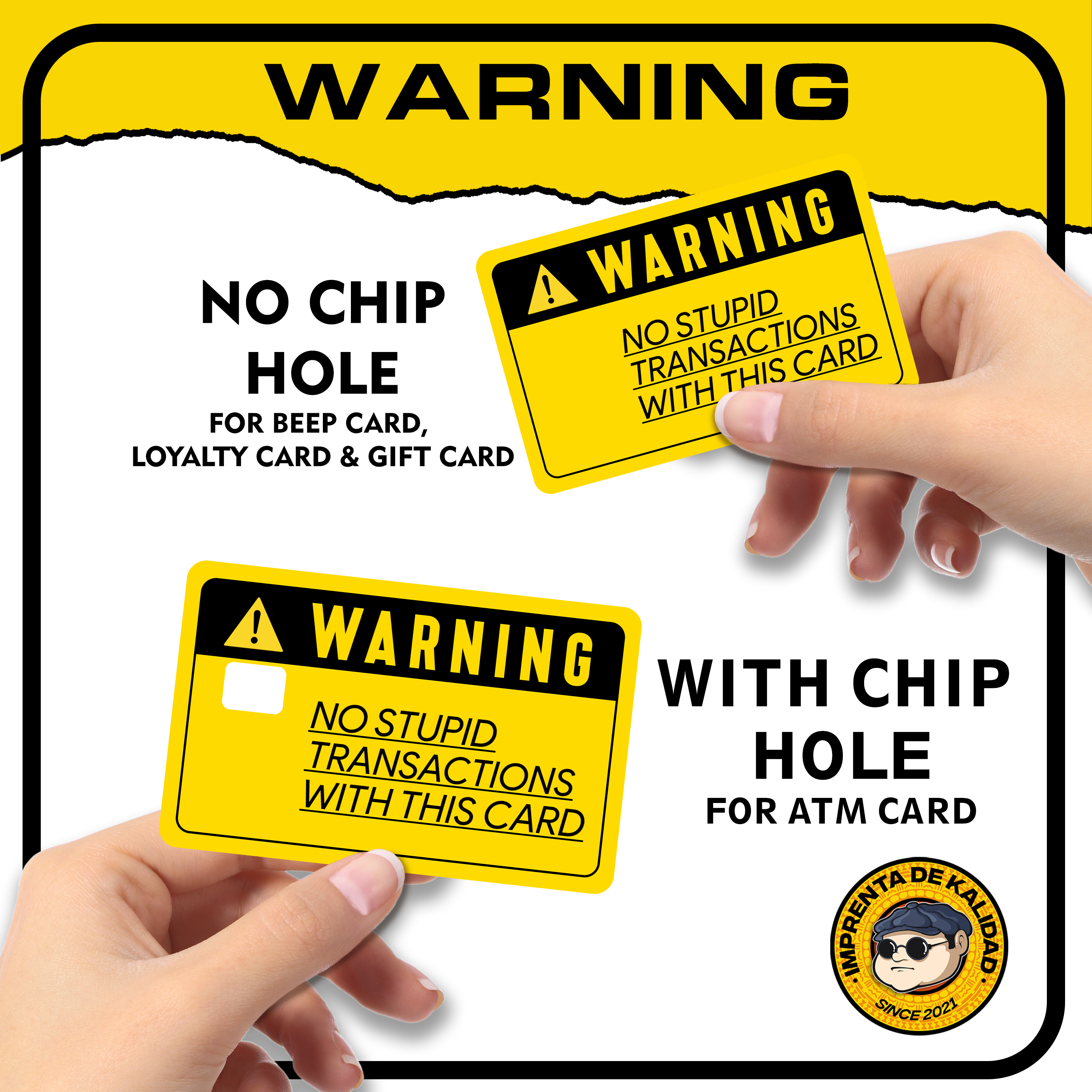 Warning Skin Card Sticker Vinyl Debit/ATM/beep card sticker skin ...