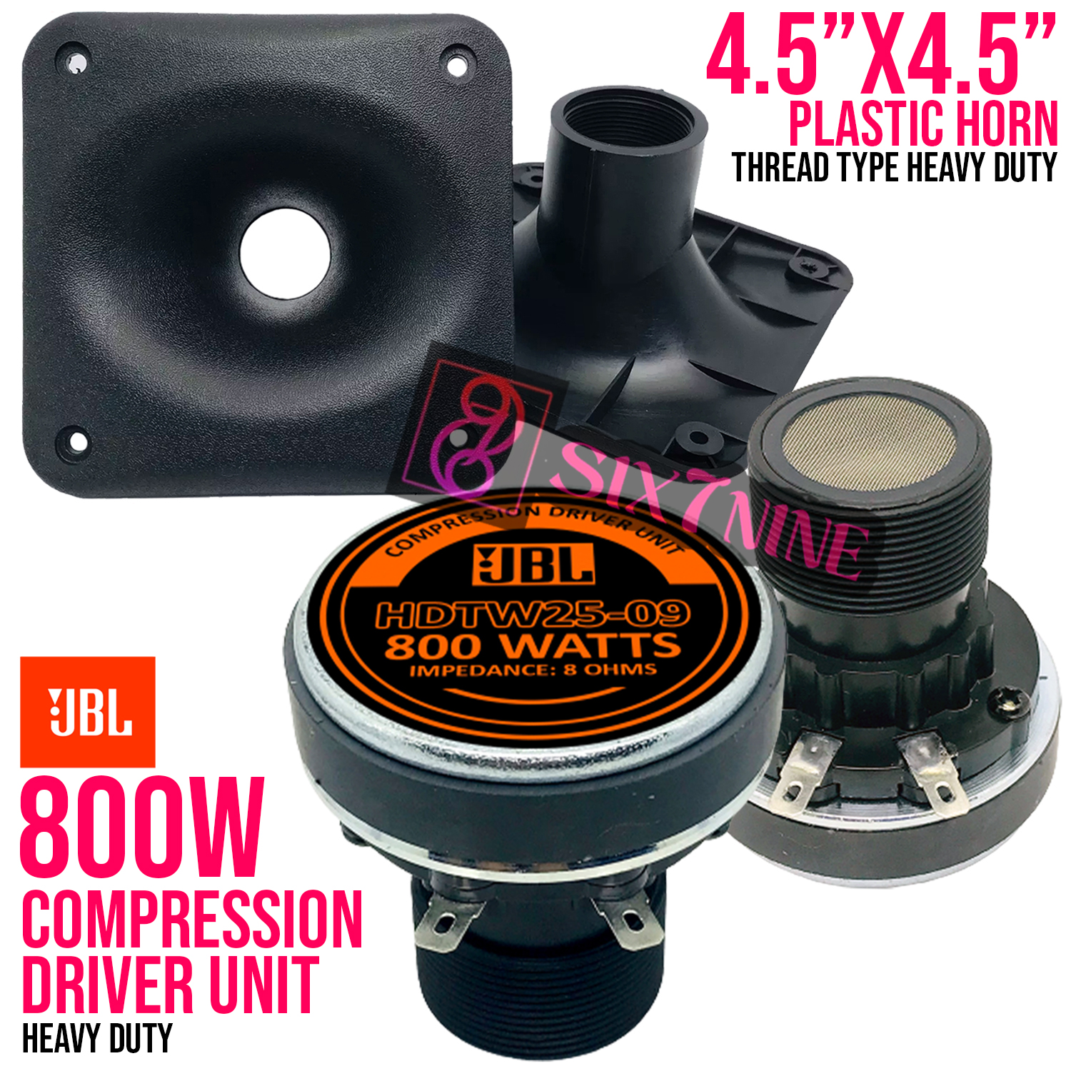 4.5"X4.5" Plastic Horn Thread Type With JBL 800W Compression Driver ...