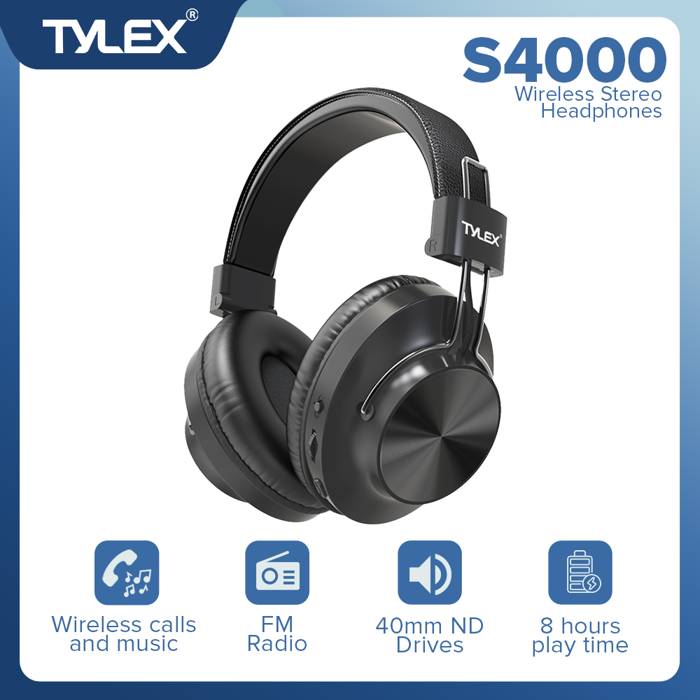 TYLEX S4000 Wireless Bluetooth Stereo Foldable Headset with Built-In ...