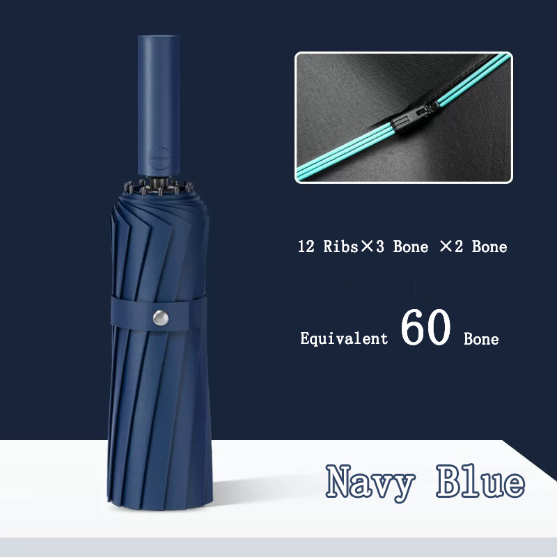 12 Ribs/60 Bone Reinforced Strong Windproof Automatic Umbrella ...