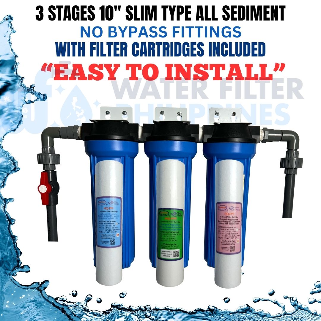 Water Filter 3 Stages 10” Slim type All Sediment No Bypass Fittings ...