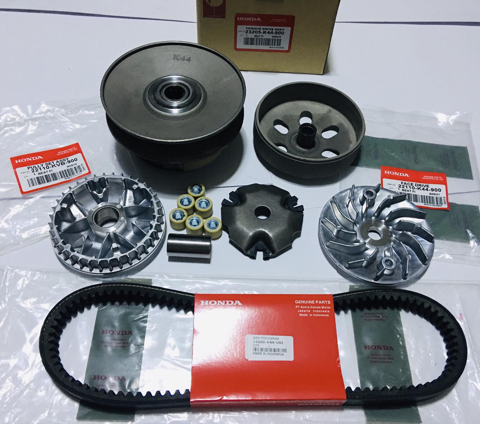 HONDA BEAT FI STOCK CVT SET (Pulley set + Driveface + Belt +Torque ...