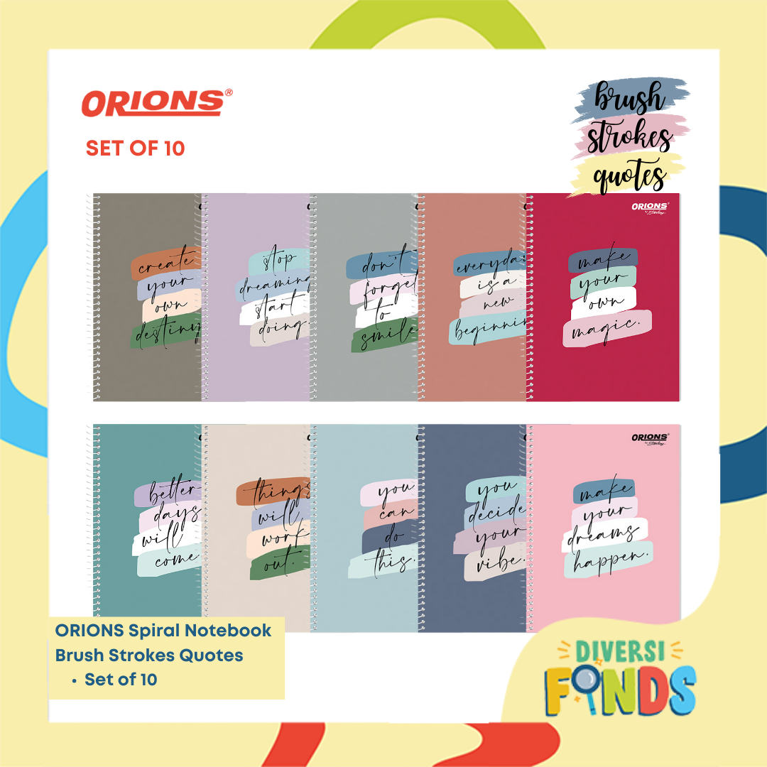 Orions BRUSH STROKES SPIRAL Notebook W/Plastic Jacket 80lvs- Set of 3 ...
