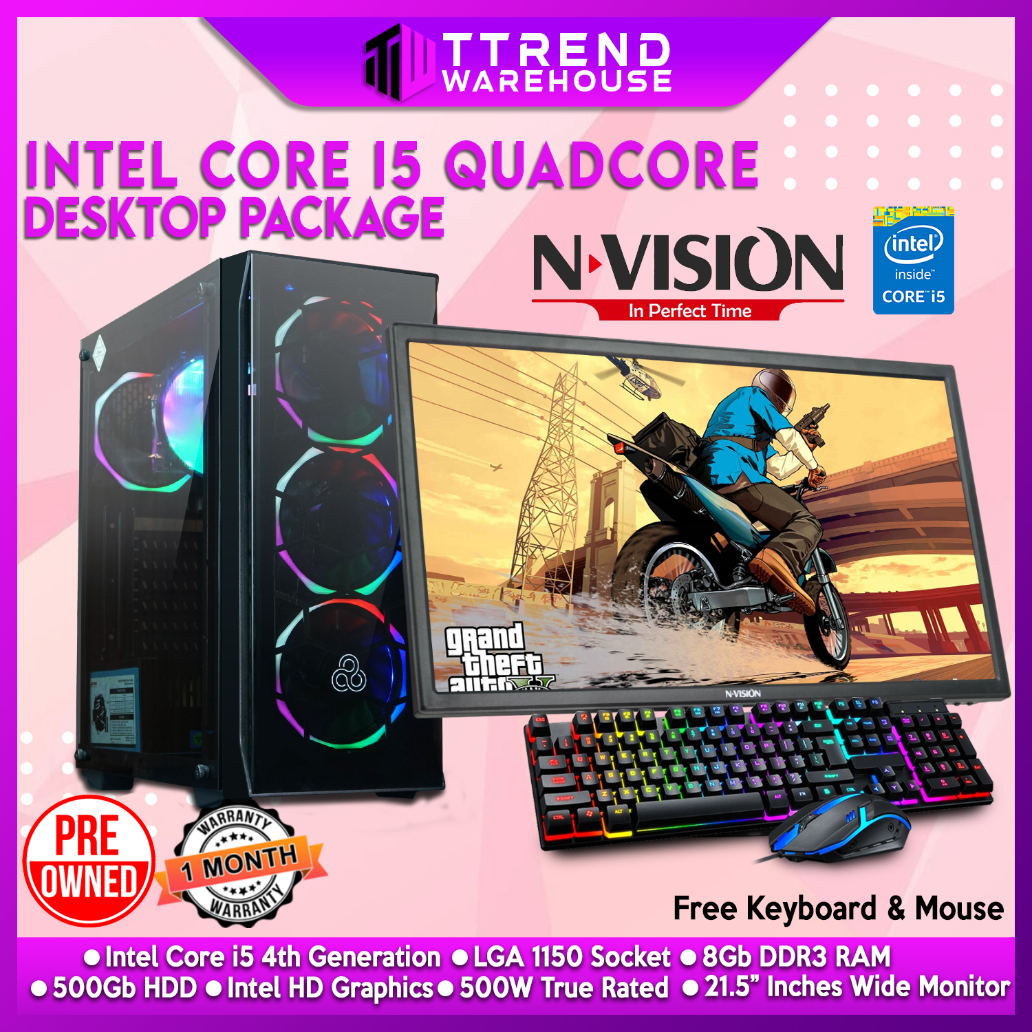Core i5 Pc computer set | Intel Core i5 Dual Core 8GB RAM DDR3 500GB ...
