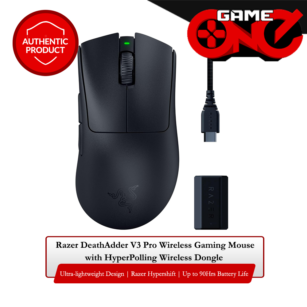 Razer DeathAdder V3 Pro Ultra-lightweight Wireless Ergonomic Esports Mouse with HyperPolling ...