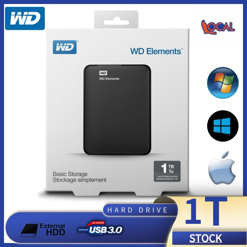Western Digital WD Elements Portable Hard Drive 1TB 2TB HDD USB3.0 ...